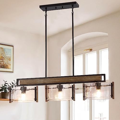 Untrammelife 3-Light Farmhouse Chandeliers for Dining Room, 41" Rustic ...