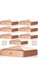 Tandefio 4 Pcs Solid Copper Post Caps Fence Pyramid Decking Caps with ...