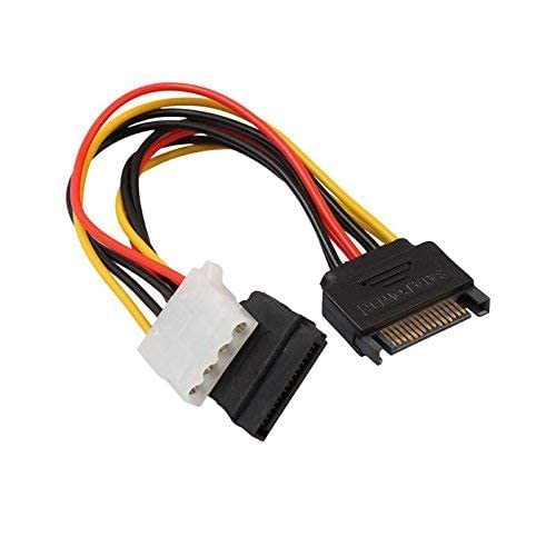 AdzMozi 15 Pin SATA Male to 4 Pin IDE Molex Female + SATA Female Power ...