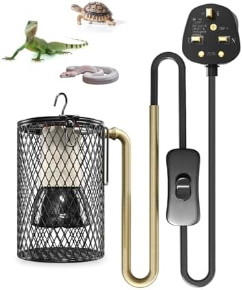 Reptile Heat Lamp with Guard, 100W Ceramic Heating Lamp with Anti Hot ...