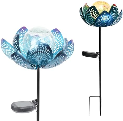 Solar Garden Lights Outdoor Decorative Lotus Solar Garden Stake Lights ...