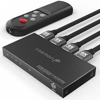 Amazon.com: Fosmon 3-Port HDMI 8K Switch with Remote, Support 8K@60Hz ...