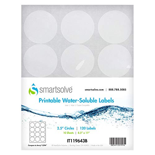 SmartSolve 2.5” Circle Water-Soluble Labels, Printable, Write On, Paper ...