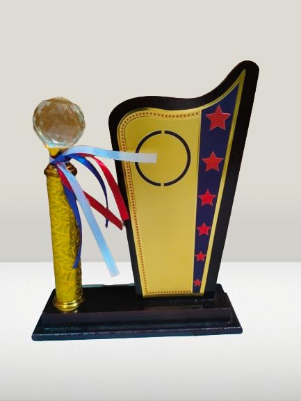 Wooden Momento with Crystal Ball Golden Winning Trophy/Award for ...