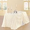 Amazon.com: Fanqisi Ivory Tablecloth 90x156 Inches Rosette Satin Table ...