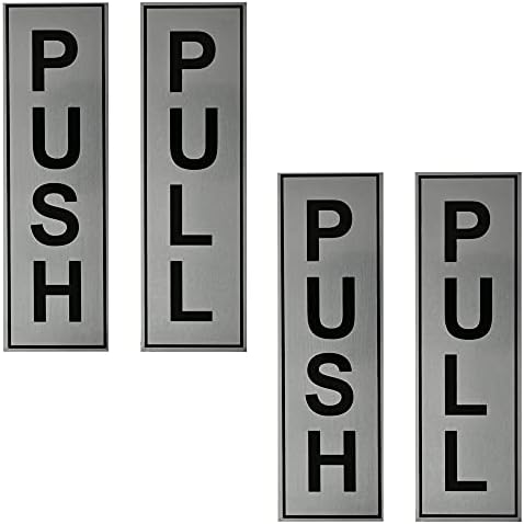 MKSIGN Push Pull ROUND Sign Stickers Self Adhesive Stainless Steel Push ...