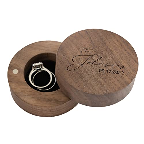Amazon.com: Round Wedding Ring Box For His & Hers. Small Wedding ...