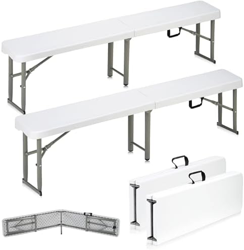 Amazon.com: Todeco 6FT Folding Bench White 2Pcs, Portable Garden Picnic ...