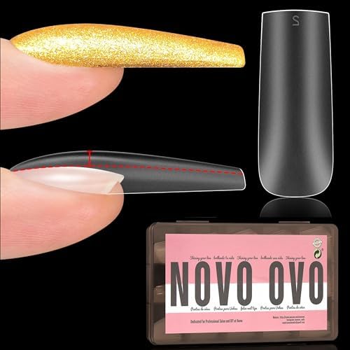 Amazon.com: LIONVISON XL Nail Tips Coffin: 16Sizes Guiding Line Nail ...