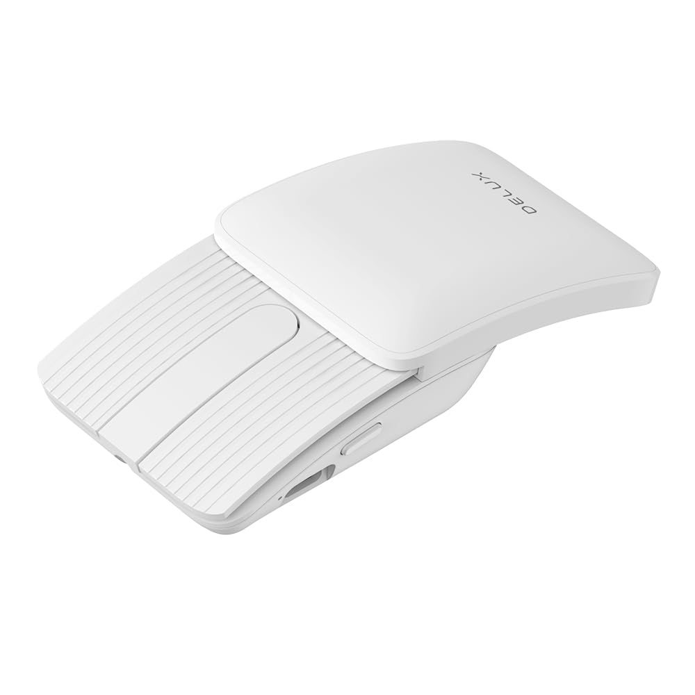 DELUX Portable Bluetooth Foldable Mouse, Wireless Sliding 2-in-1 Mini ...