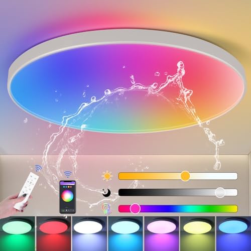 CANMEIJIA RGB Ceiling Light 24W Dimmable LED Ceiling Light, WiFi ...