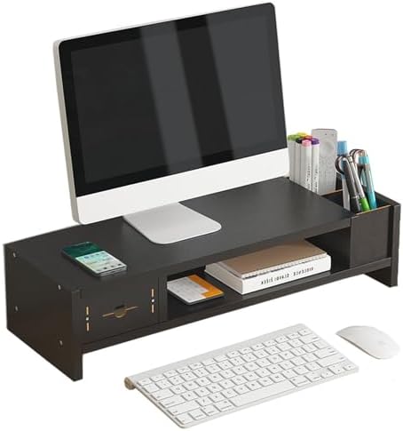 Monitor Stand, 2 Tier Computer Monitor Riser with Drawer and Pen Holder ...