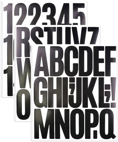 3 Inch Sticky Letter Number Stickers, 6 Sheets Stick On Vinyl Large ...