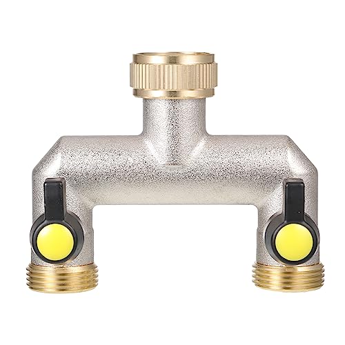 2 Way Brass Tap Splitter 3/4 Inch Garden Hose Pipe Adapter Hose Tap ...