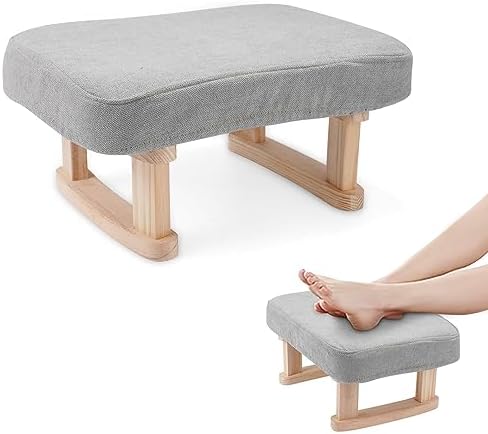 TOPEV 15inch Wooden Foot Stool,Rectangle Ottoman with Stable Legs ...