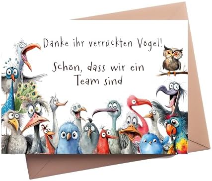 PURESIZE 12er Set Team Karten verrückte Vögel, Geschenk für Kollegen ...