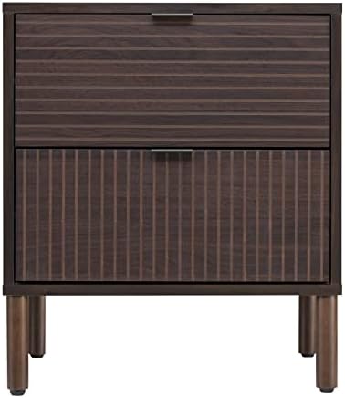 Amazon.com: SANGO Merk 2-Drawer Nightstand, Modern Walnut Bedside Table ...