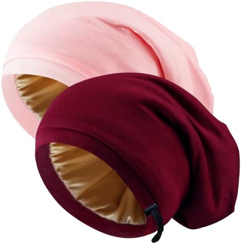 Amazon.com: NICPOO Silk Satin Bonnet Hair Wrap for Sleeping, 2 Pcs ...