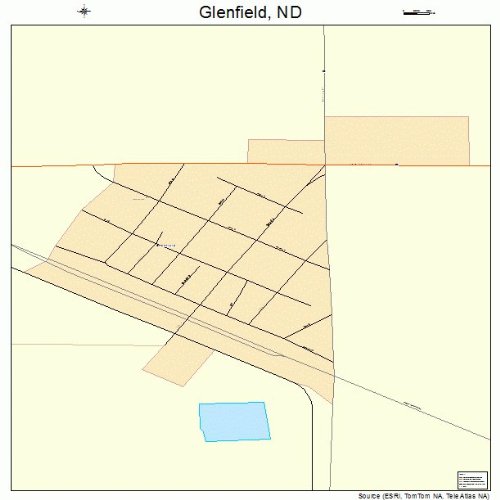 Large Street & Road Map of Glenfield, North Dakota ND - Printed poster ...