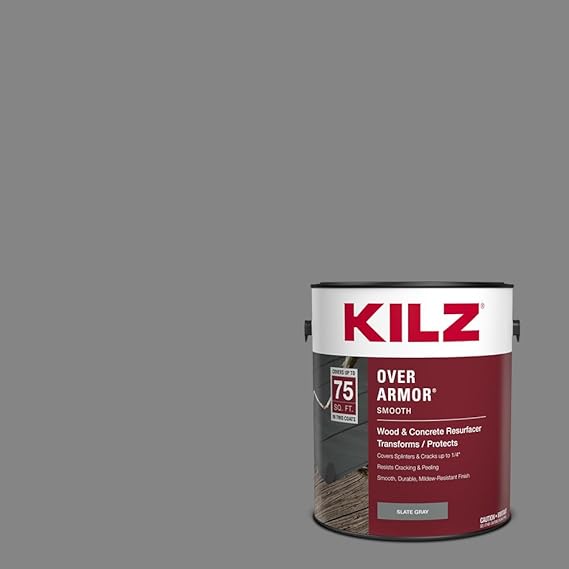 KILZ Over Armor Wood & Concrete Resurfacer, Exterior, Smooth, Slate ...