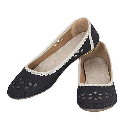 Buy Store Jutti Kasoori Black Colour Floral Designer Bellies at Amazon.in