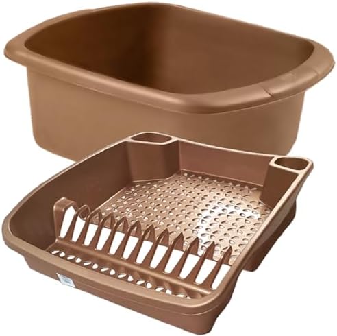 KetoPlastics Rose Gold 2 Piece Kitchen Set - Large Dish Drainer and ...