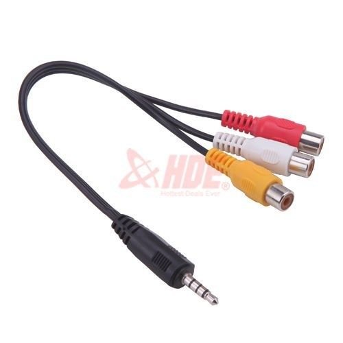 Amazon.com: FYL 3.5mm Mini AV Male to 3RCA Female M/F Audio Video Cable ...