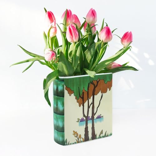 Ceramic Book Vase for Flowers, Wide Mouth Book Shaped Vase, Flower Vase ...