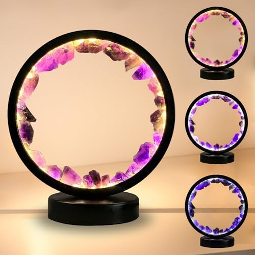 Quipzora Crystals Night Light Amethyst Table Lamp,Natural Raw Amethyst ...