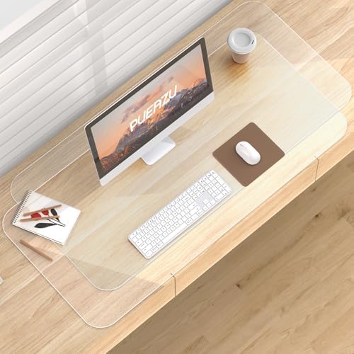PUEAZU 2 Pack Clear Desk Mat Pad, 31.5"x15.7" 2pcs Large Transparent ...