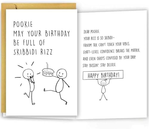 Amazon.com: RPJIEKINXU Funny Gen Z Slang Pookie Birthday Card For Boys ...