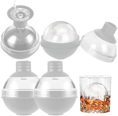 Amazon.com: Silicone Ice Ball Molds for Whiskey - Set of 4 Round Makers ...