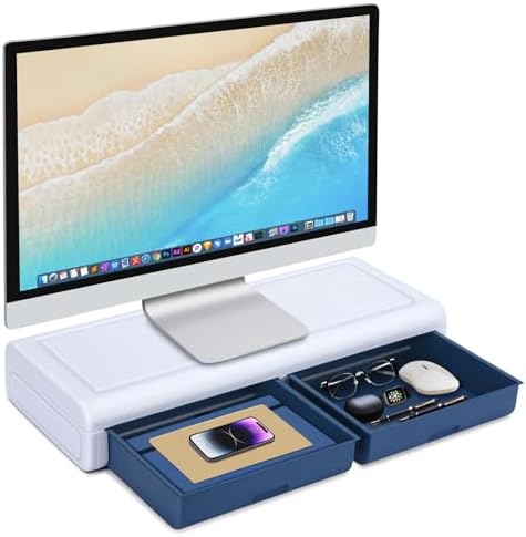 Amazon.com: YGYQZ Monitor Stand Drawer for Desk, 2 Tier Wood Computer ...