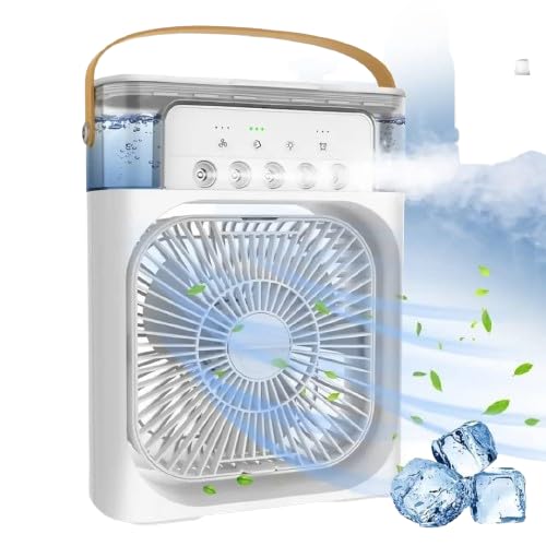 AZIZI COMMUNICATION Mini Air Cooler, USB Desk Fan, Personal Evaporative ...