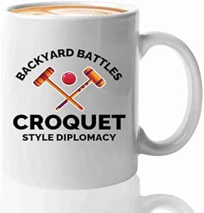 Amazon.com: Croquet Coffee Mug 11oz White -Backyard battles - Tennis ...