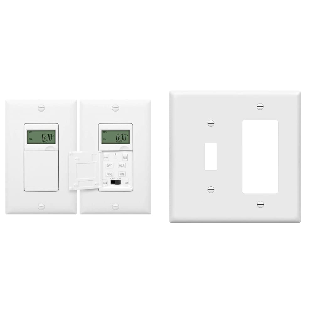 ENERLITES Programmable Digital Timer Switch, White, 2 Pack ...