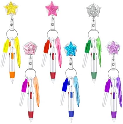 Amazon.com : Mivofun 6PCS Star Glitter Nurse Badge Reel Pen Kit, Mini ...