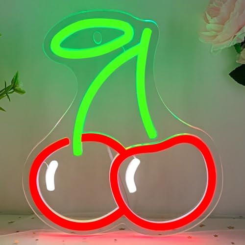 Amazon.com : Cherry Neon Sign for Wall Decor, Neon Light for Bedroom ...