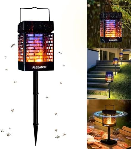 Amazon.com : Solar Bug Zapper Outdoor Garden Flame Mosquito Zapper 3 in ...