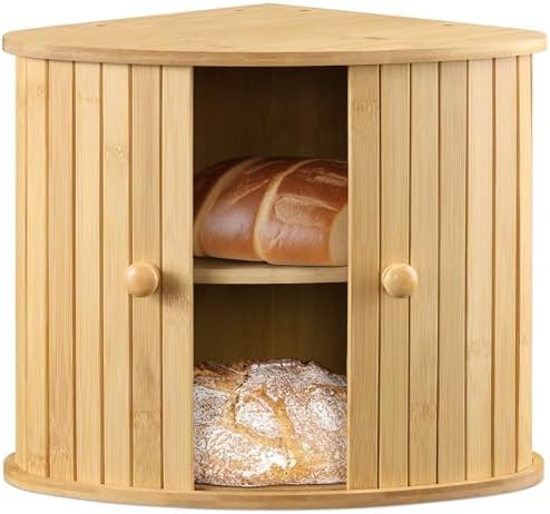 Amazon.com - Navaris Wooden Bread Box - Countertop Kitchen Farmhouse ...