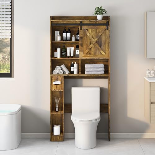 Amazon.com: IRONCK Over The Toilet Storage with Cabinet, Sliding Barn ...
