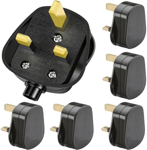 Purfex 5PCS Fused 13A UK Plug Top Black 3-Pin British Connector – Heavy ...