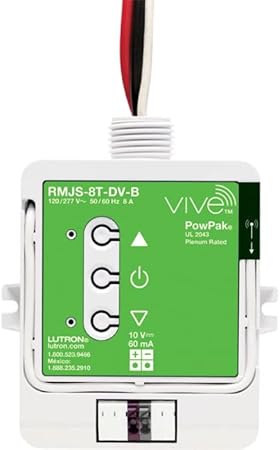 Lutron RMJS-8T-DV-B Vive PowPak Dimming Module has Voltage Rating of 120/277 Volt AC at 50/60 Hz ...