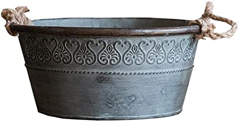 Amazon.com: Round Bucket Planter Iron Bucket Tray Barn House Look ...