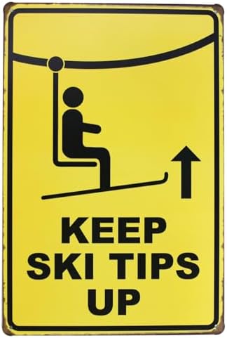 Amazon.com: UOOPAI Tin Sign Keep Ski Tips Up Warning Metal Decor Wall ...