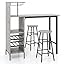 COSTWAY 3 Piece Bar Table Set, Kitchen Table and Stools with Glass ...