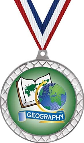 Amazon.com : Geography White Trellis Medal Silver, 2.5" Kids Education ...