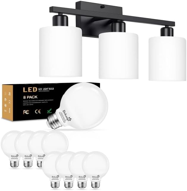 Dekang 3-Light Bathroom Vanity Light Fixtures Over Mirror&Dekang 8 Pack ...