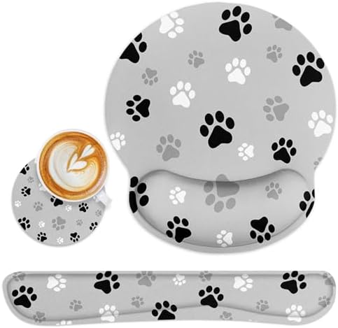 Amazon.com: Britimes Mouse Pad 3pcs Set with Wrist Support Gray Paw ...