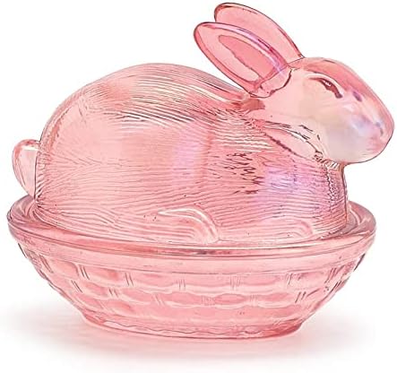 Amazon.com | One Holiday Way 4.75-Inch Iridescent Pink Glass Bunny ...